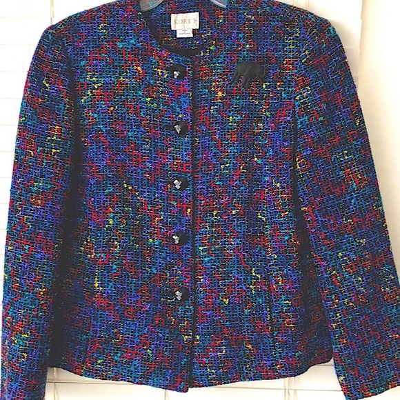 Koret | Jackets & Coats | Koret Blazer Jacket Sz 8 Multicolor Button ...